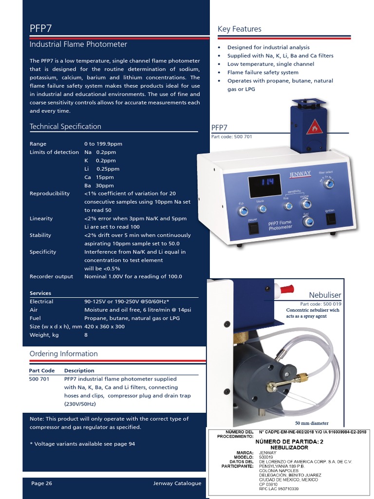 Jenway PFP7 Flame Photometer Key Features | PDF | Sodium | Liquefied ...