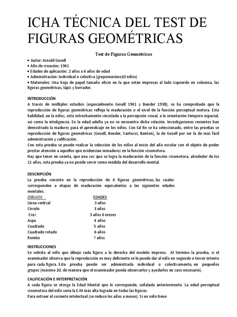 Test de Gessell (Ficha Técnica) | PDF | Modificación de comportamiento ...
