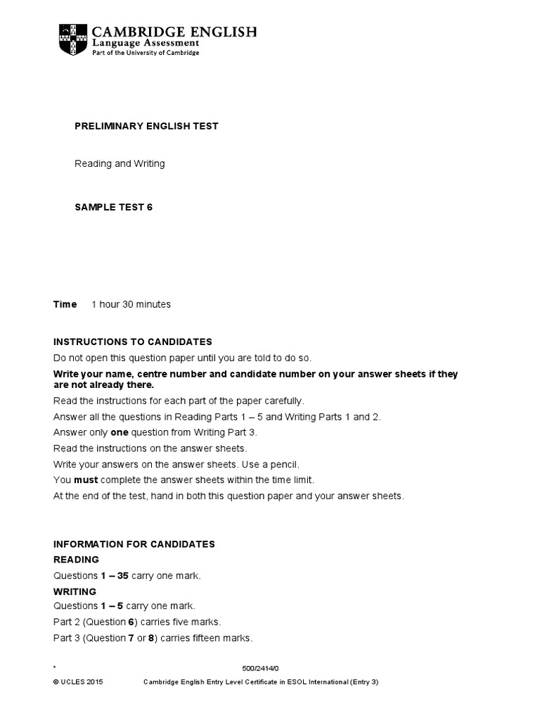 Preliminary English Test | Download Free PDF | Workweek And Weekend ...