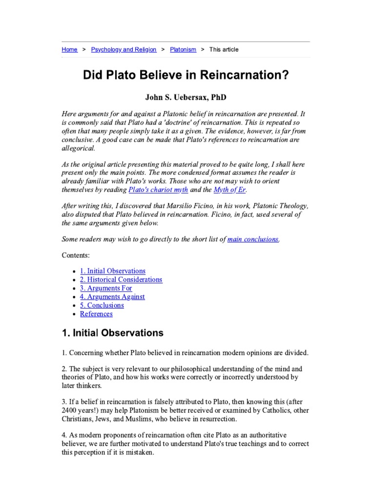 Did Plato Believe in Reincarnation PDF | PDF | Technology & Engineering
