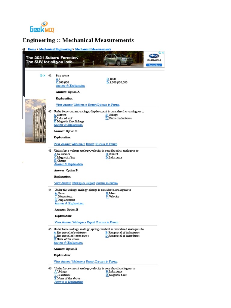 Engineering:: Mechanical Measurements | PDF | Inductance | Electrical ...