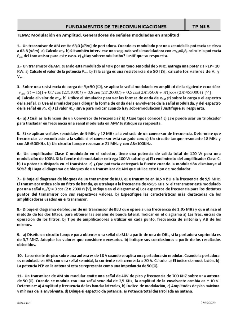 TP05 2020 PDF | PDF | Transmisor | Filtro electronico