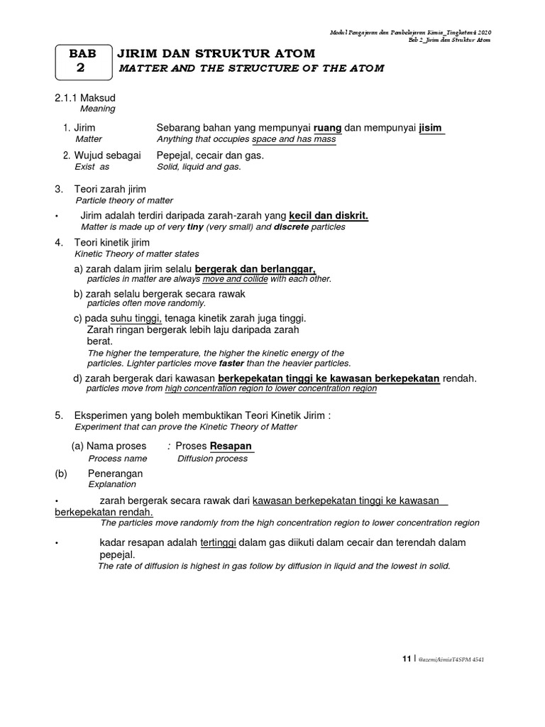2020 - Skema Bab 2 Jirim Dan Struktur Atom Editted PDF | PDF