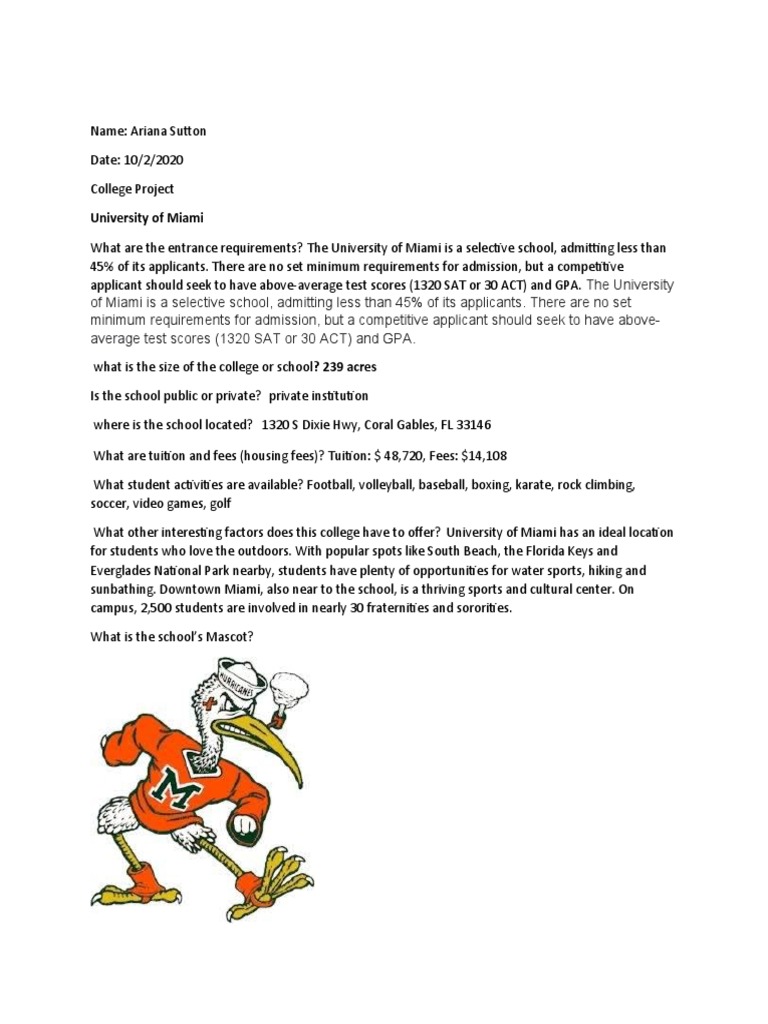 University of Miami Entrance Requirements | PDF | University And ...