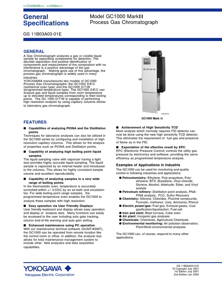 General Specifications: Model GC1000 Mark Process Gas Chromatograph ...
