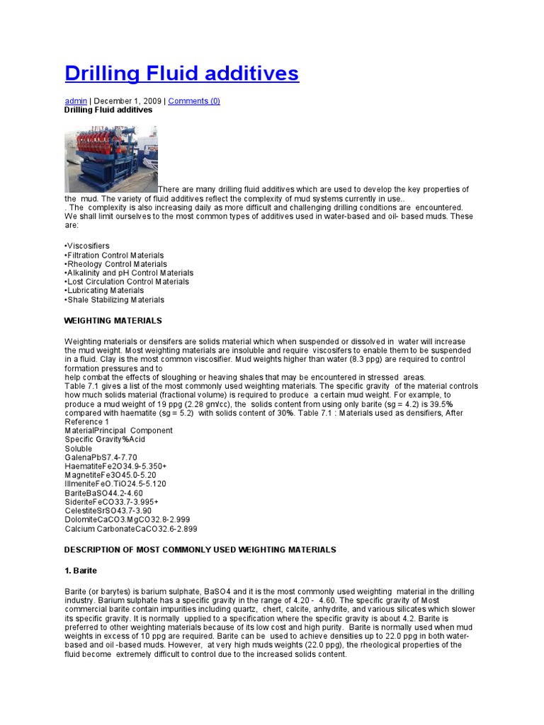 Drilling Fluid Additives: Admin Comments | PDF | Sodium Chloride | Minerals