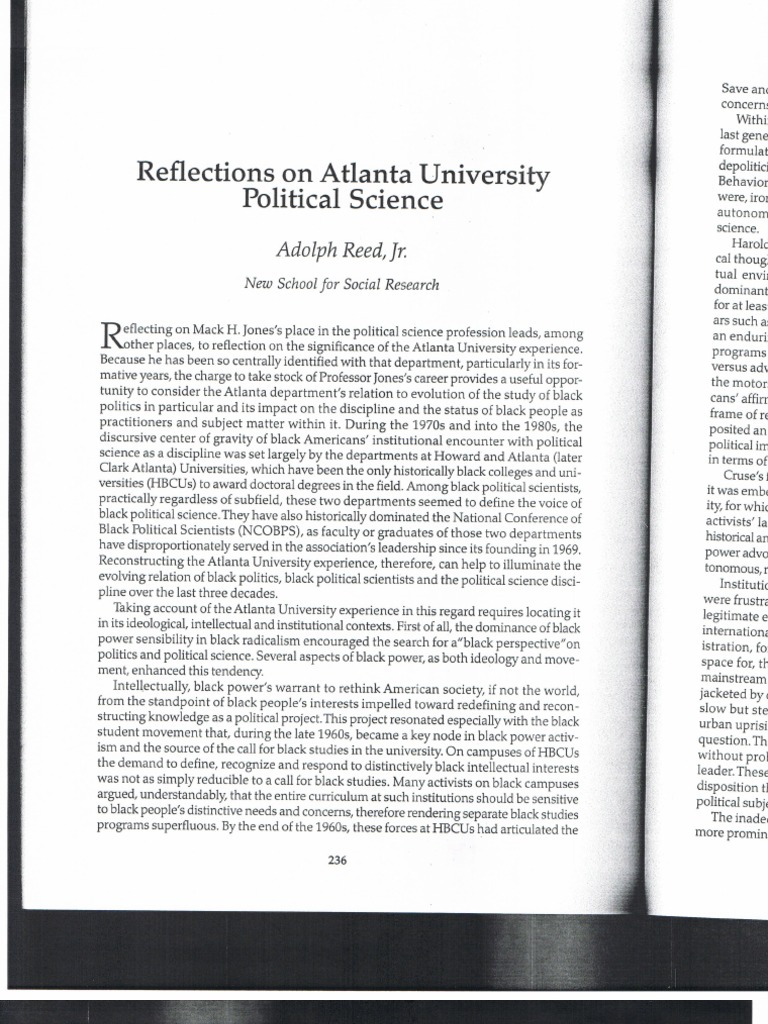 Atlanta University Political Science Adolph Reed | PDF