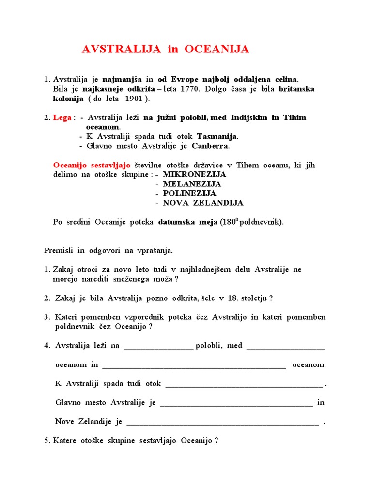 LEGA Avstralije in Oceanije | PDF