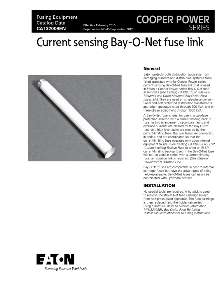 Current Sensing Bay o Net Fuse Link Catalog Ca132009en | PDF