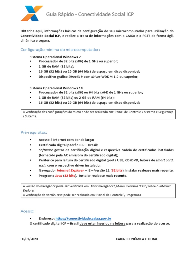 Guia Rapido Conectividade Social ICP PDF | PDF | Certificado de chave ...