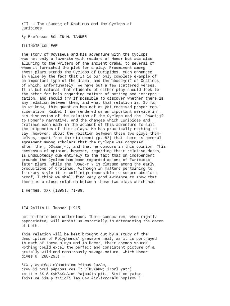 Cyclops Plays: Euripides vs. Cratinus | PDF | Greek Mythology