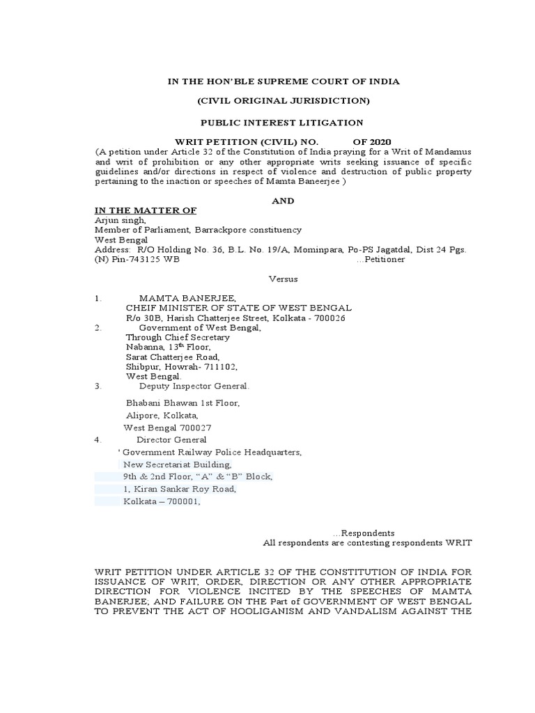 In The Hon'Ble Supreme Court of India (Civil Original Jurisdiction ...