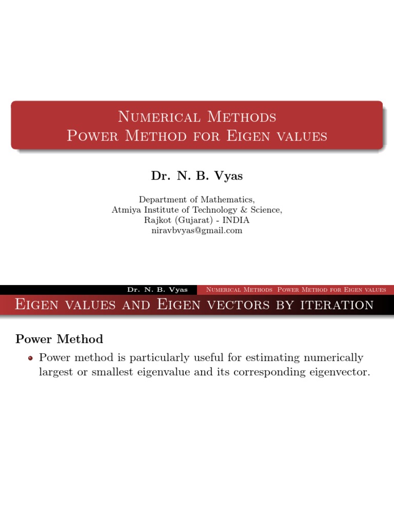 Power Method For EV | PDF | Eigenvalues And Eigenvectors ...