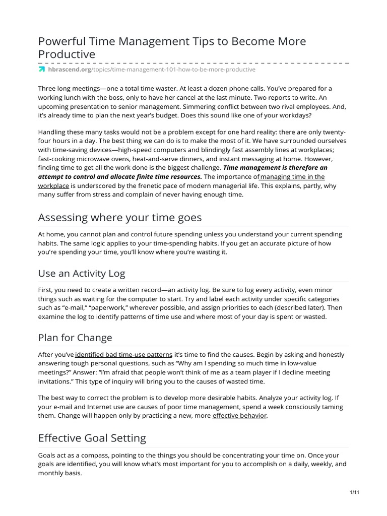Powerful Time Management Tips To Become More Productive PDF | PDF ...