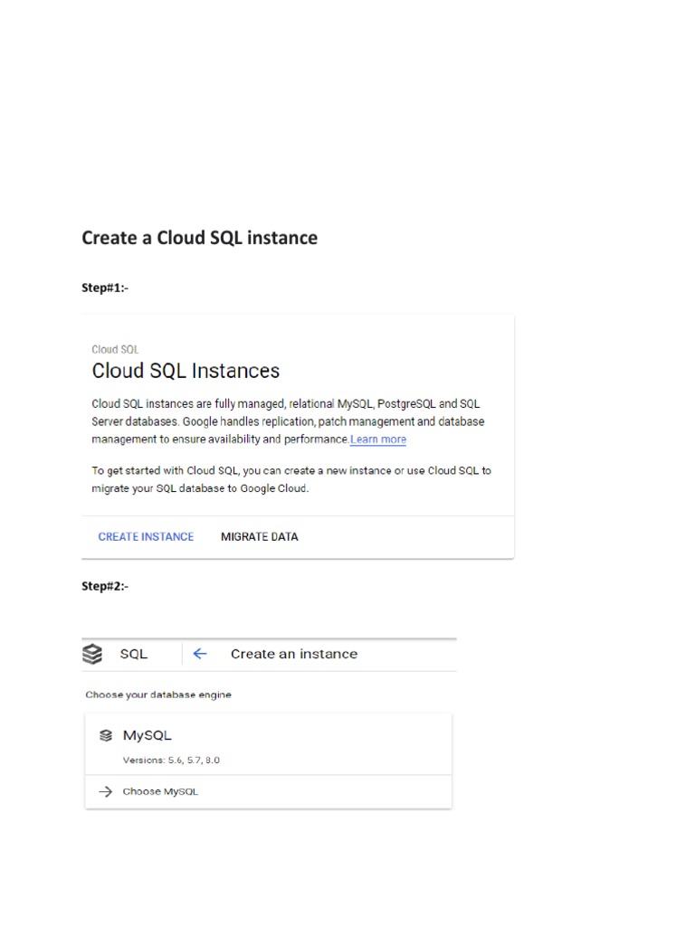Create A Cloud SQL Instance: Step#1 | PDF