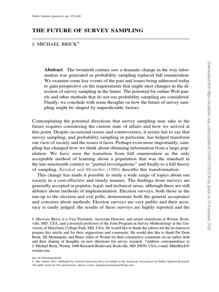 The Future of Survey Sampling | PDF | Sampling (Statistics ...