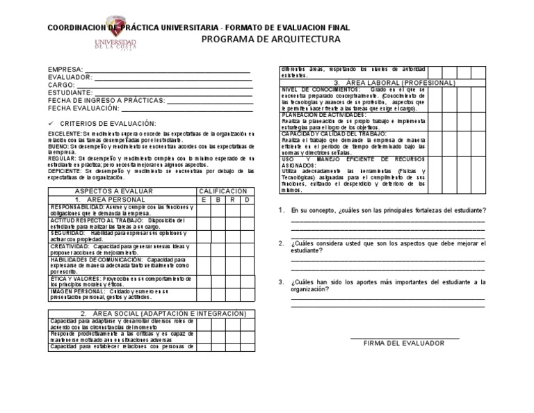 Formato Evaluacion Final - Tutor Empresarial | PDF | Evaluación | Planificación