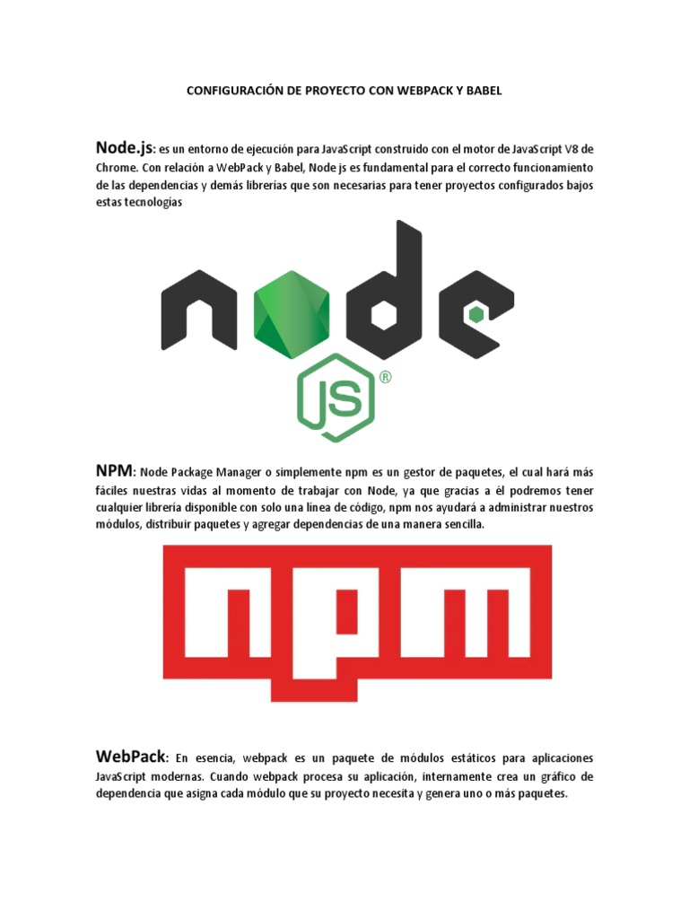 Configuración de Proyecto Con Webpack y Babel | PDF | Script Java | Interfaz de línea de comando