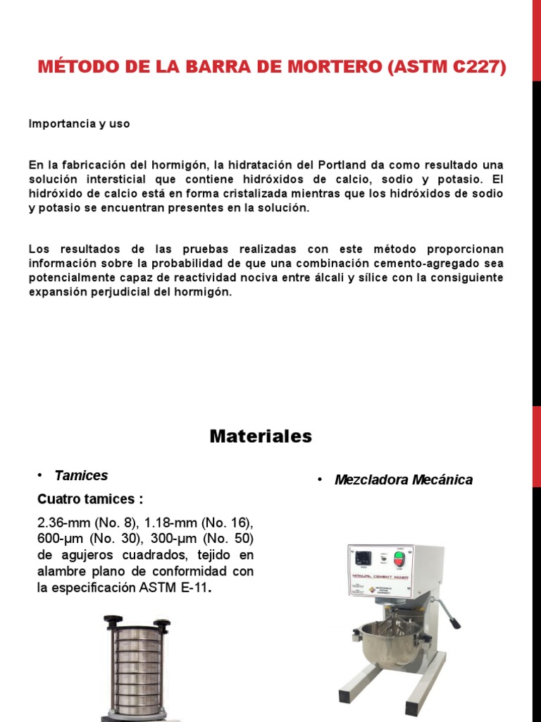 Método ASTM C227: Reactividad Álcali-Sílice | PDF