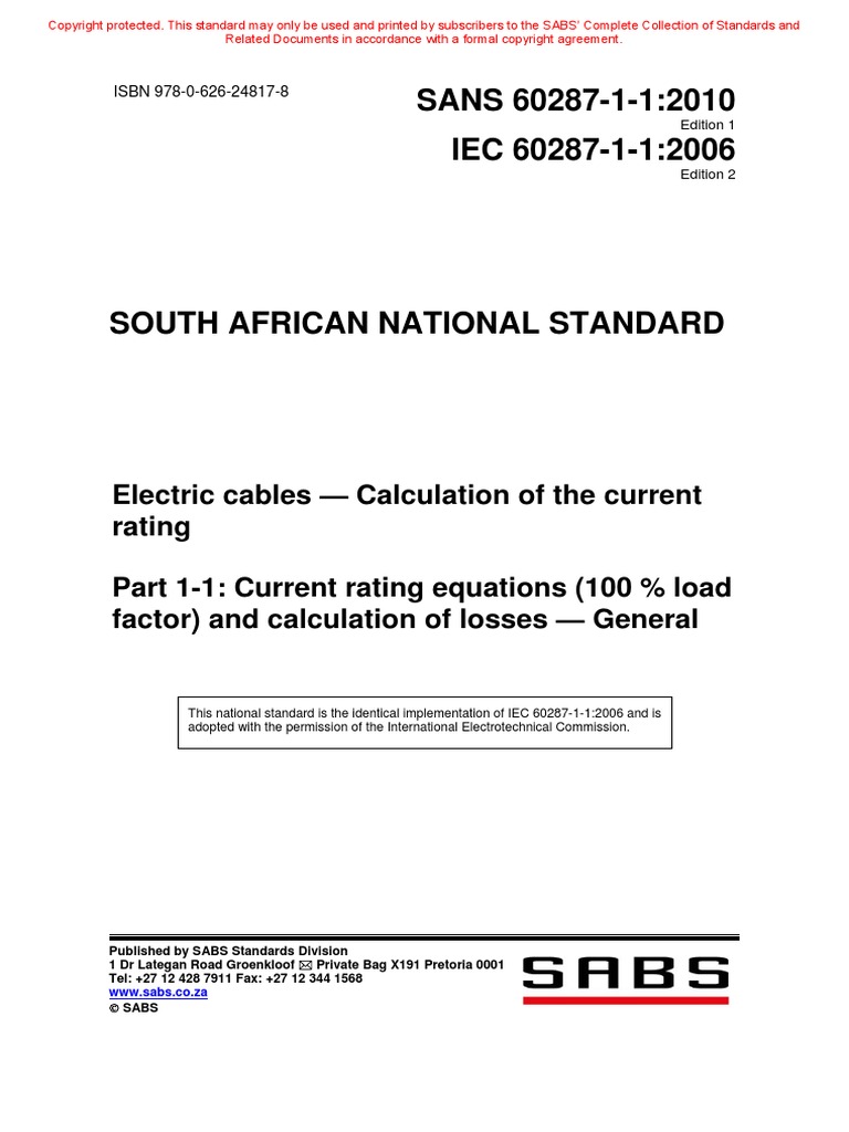 IEC 60287-1-1 - Calculation of Current Rating PDF | PDF