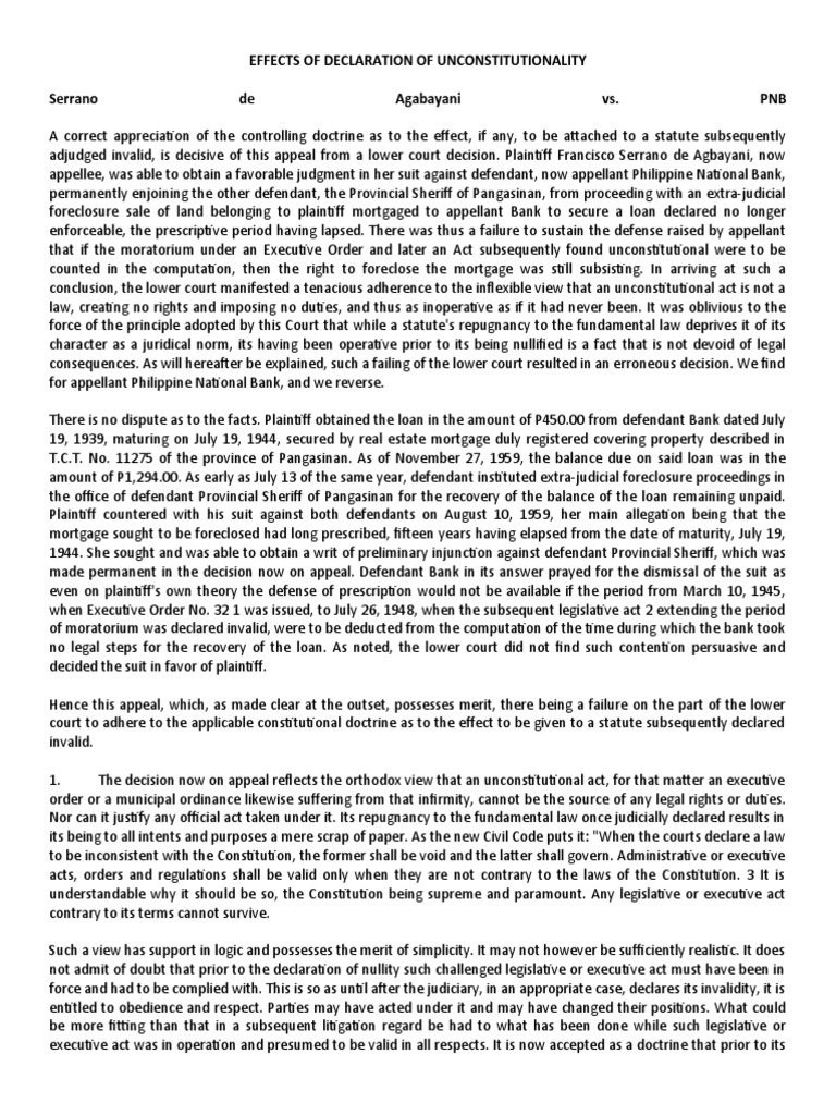 Effects of Declaration of Unconstitutionality | PDF | United States ...