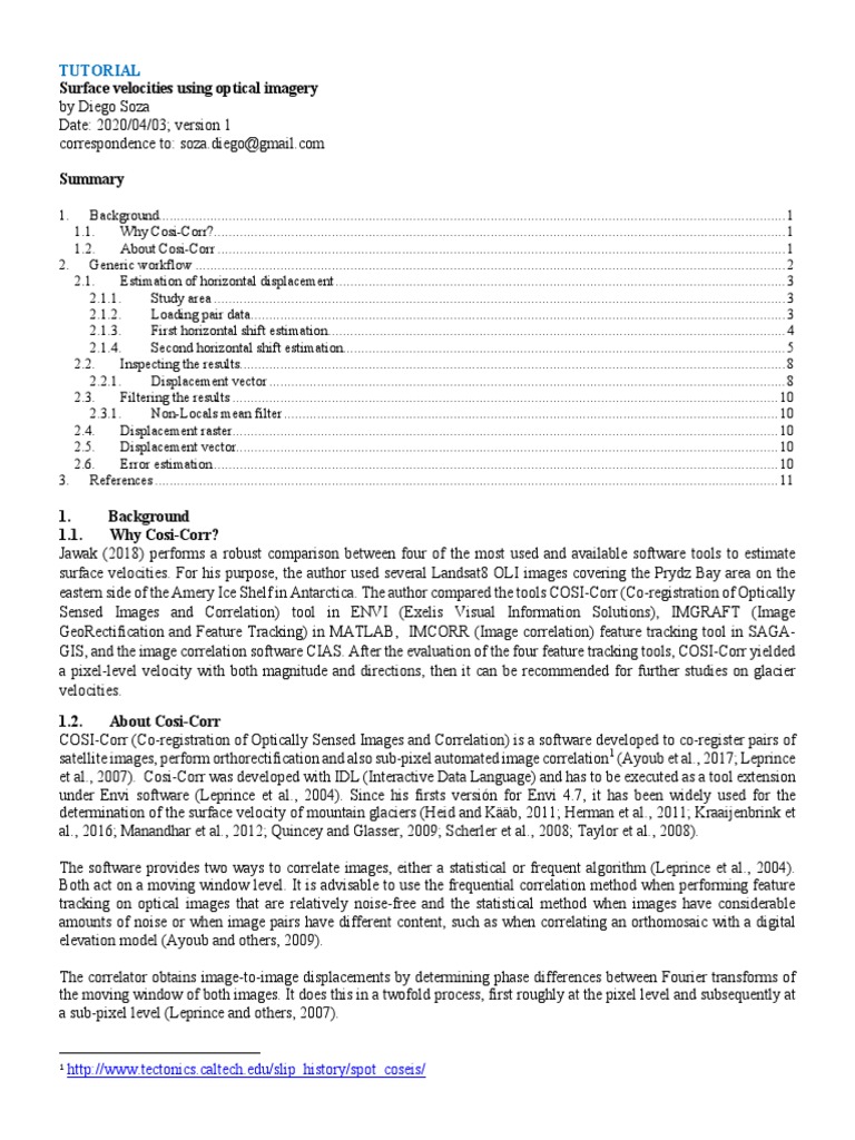 Surface Velocities Using Optical Imagery: Tutorial | PDF | Image Resolution | Euclidean Vector