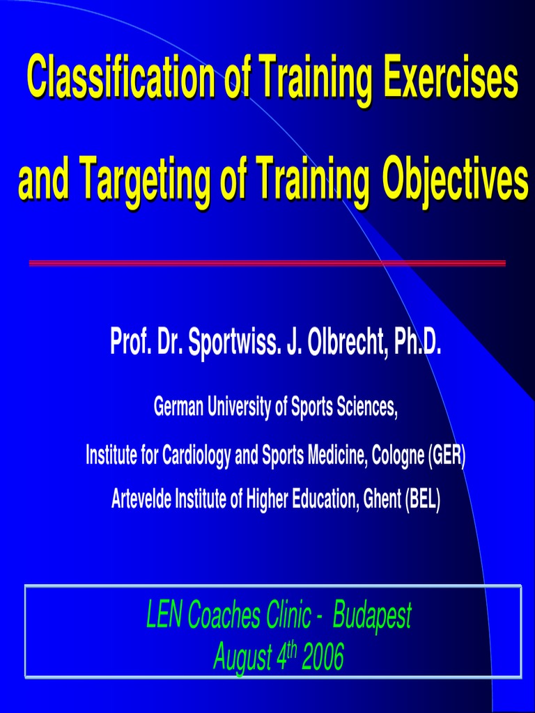 Classification of Exercises Objectives Targeting of and Training ...