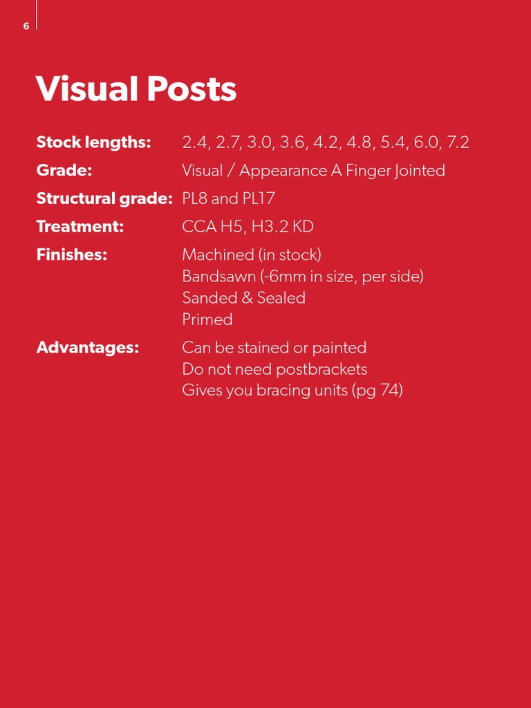 Visual Posts: Stock Lengths: Grade: Structural Grade: Treatment ...