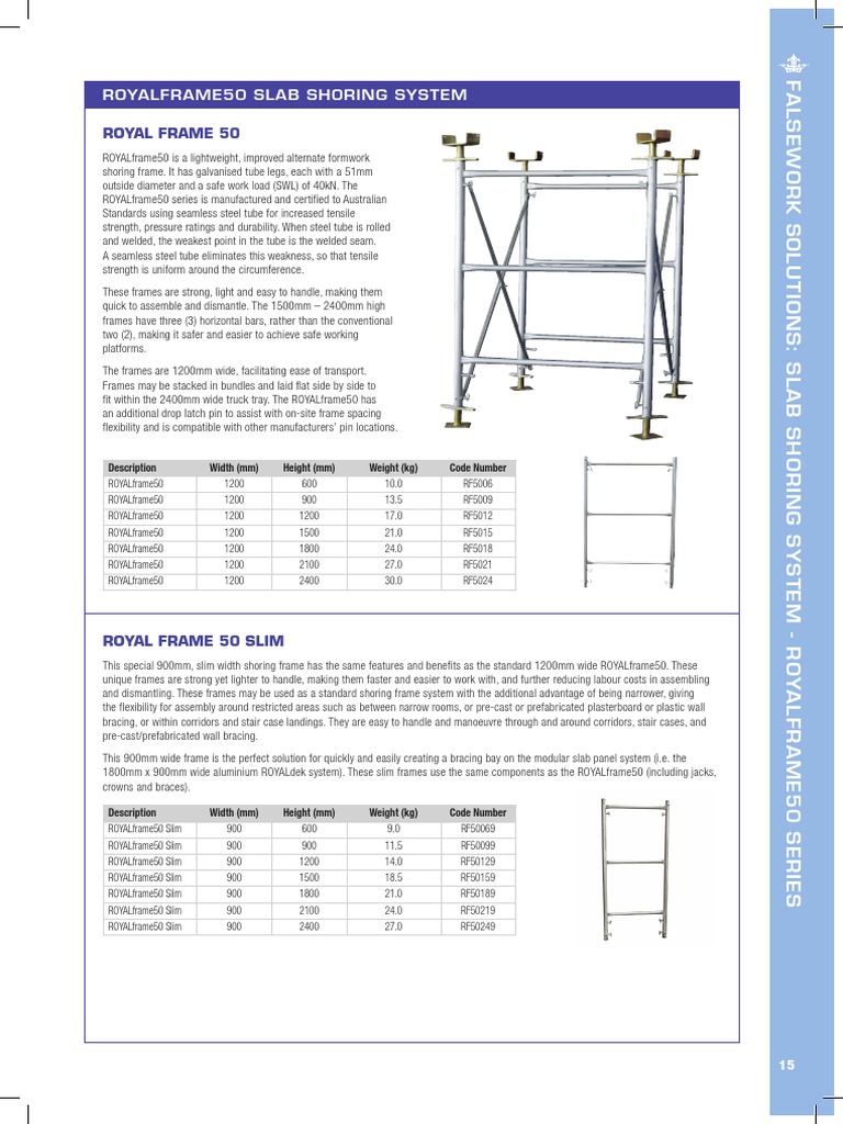 Royal Frame 50: Royalframe50 Slab Shoring System | PDF | Pipe (Fluid ...