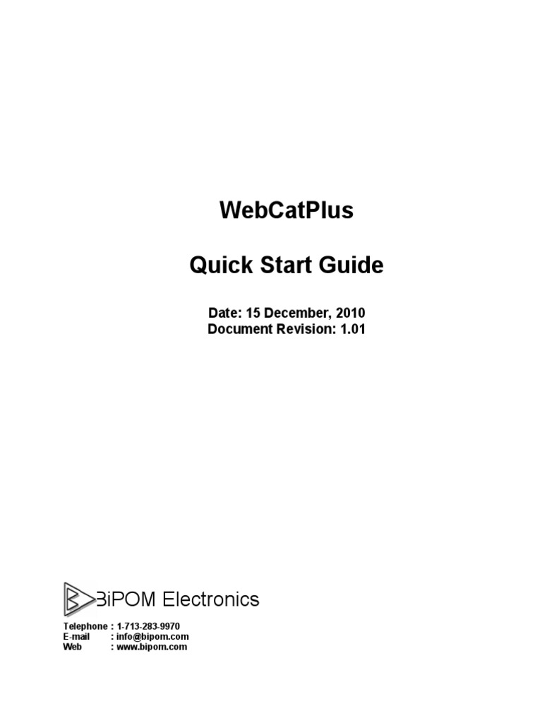 Webcatplus Quick Start Guide: Bipom Electronics | PDF | Transmission Control Protocol | File ...