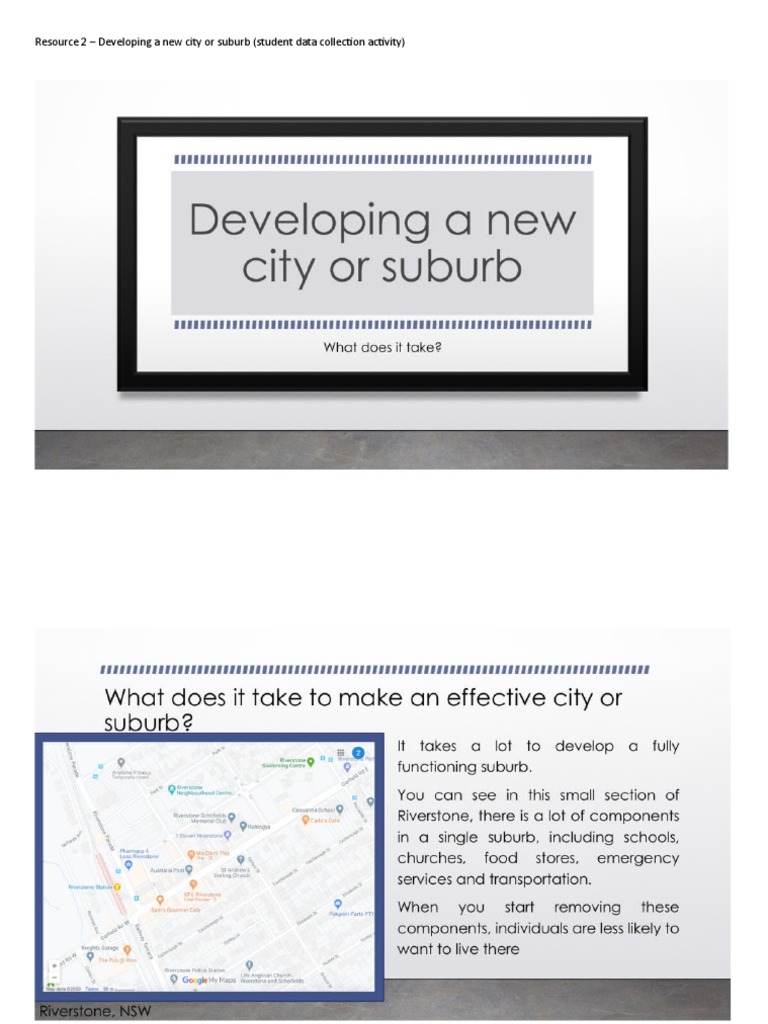 Resource 2 - Developing A New City or Suburb (Student Data Collection ...