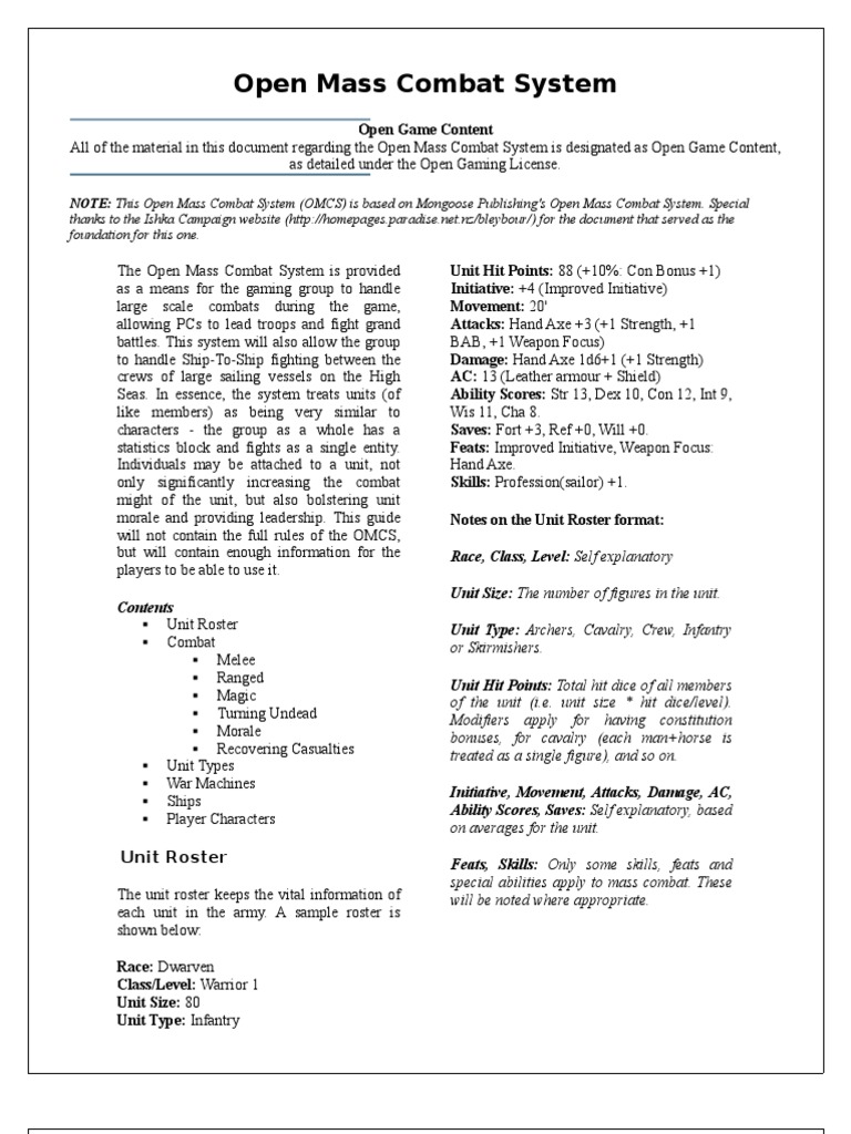 d20 Open Mass Combat System | PDF | License | Copyright