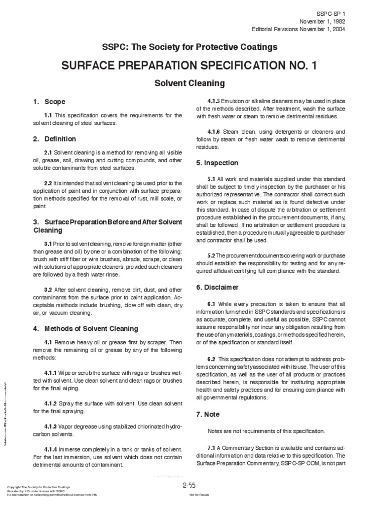 SSPC-SP1 Solvent Cleaning | PDF | Paint | Solvent