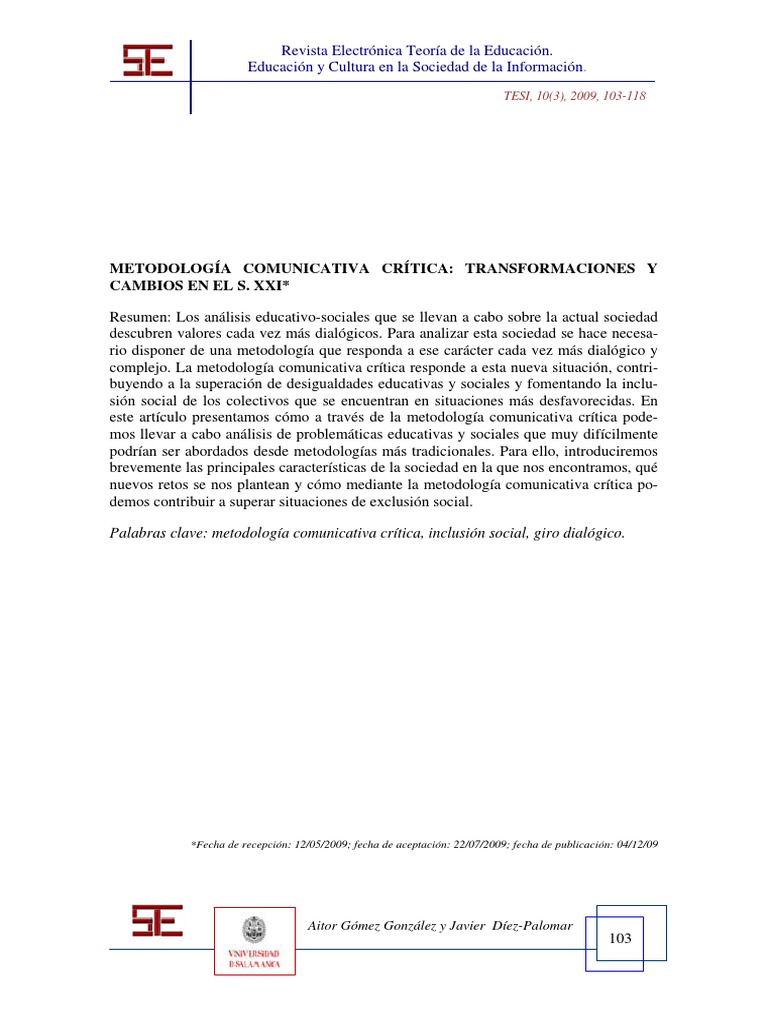 Metodología Comunicativa Crítica | PDF | Conocimiento | Verdad