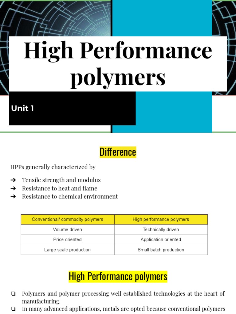 High Performance Polymers: Unit 1 | PDF