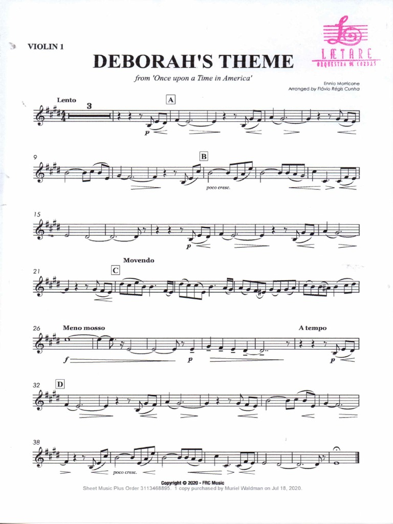Morricone Ennio Deborah's Theme VN I Scan | PDF
