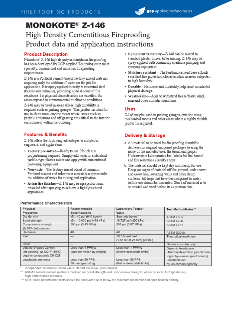 GCP Monokote Z146 Data Sheet | PDF