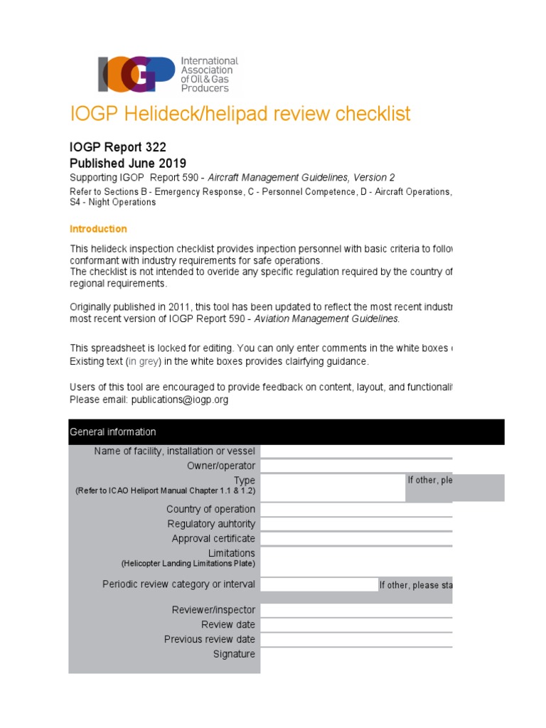 IOGP Helideck/helipad Review Checklist: IOGP Report 322 Published June ...