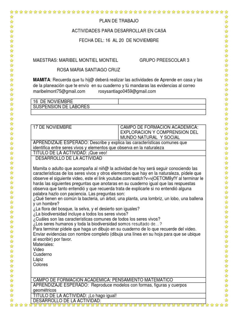 Actividades Preescolares 20 de Noviembre | PDF