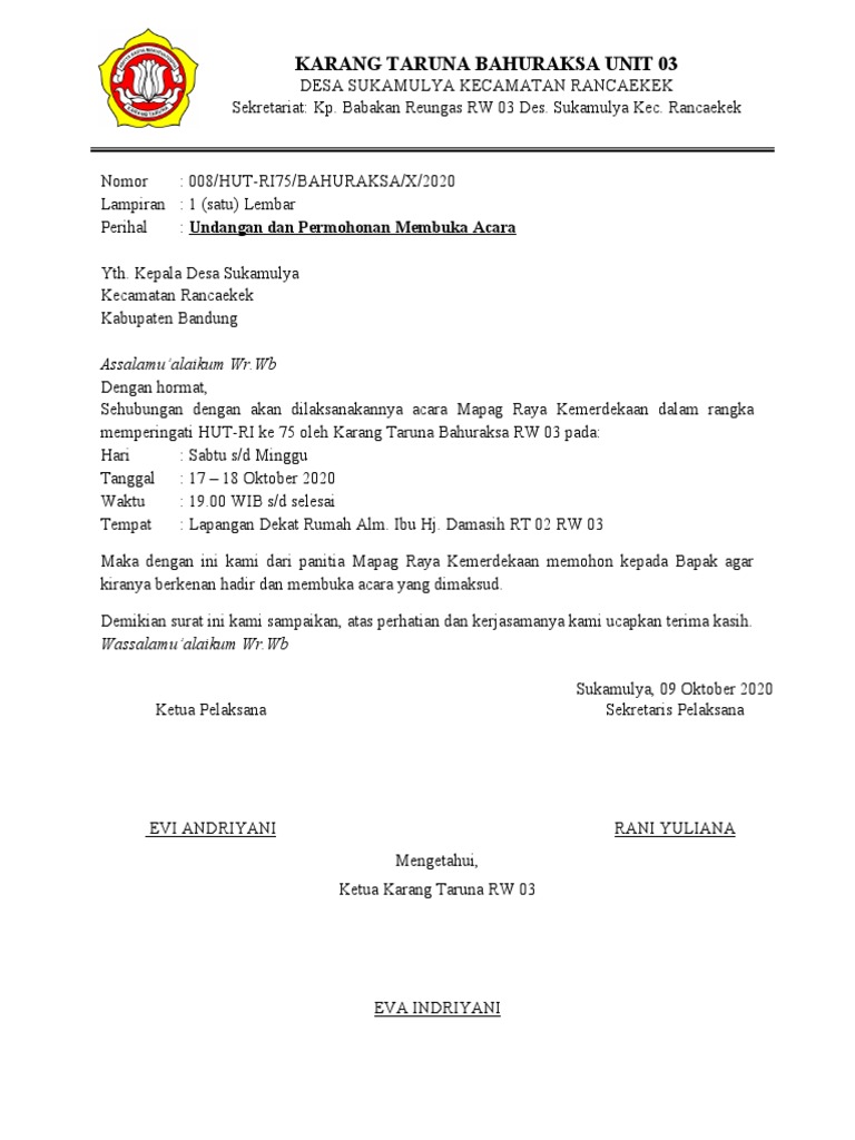 08 Surat Undangan Dan Permohonan Membuka Acara | PDF