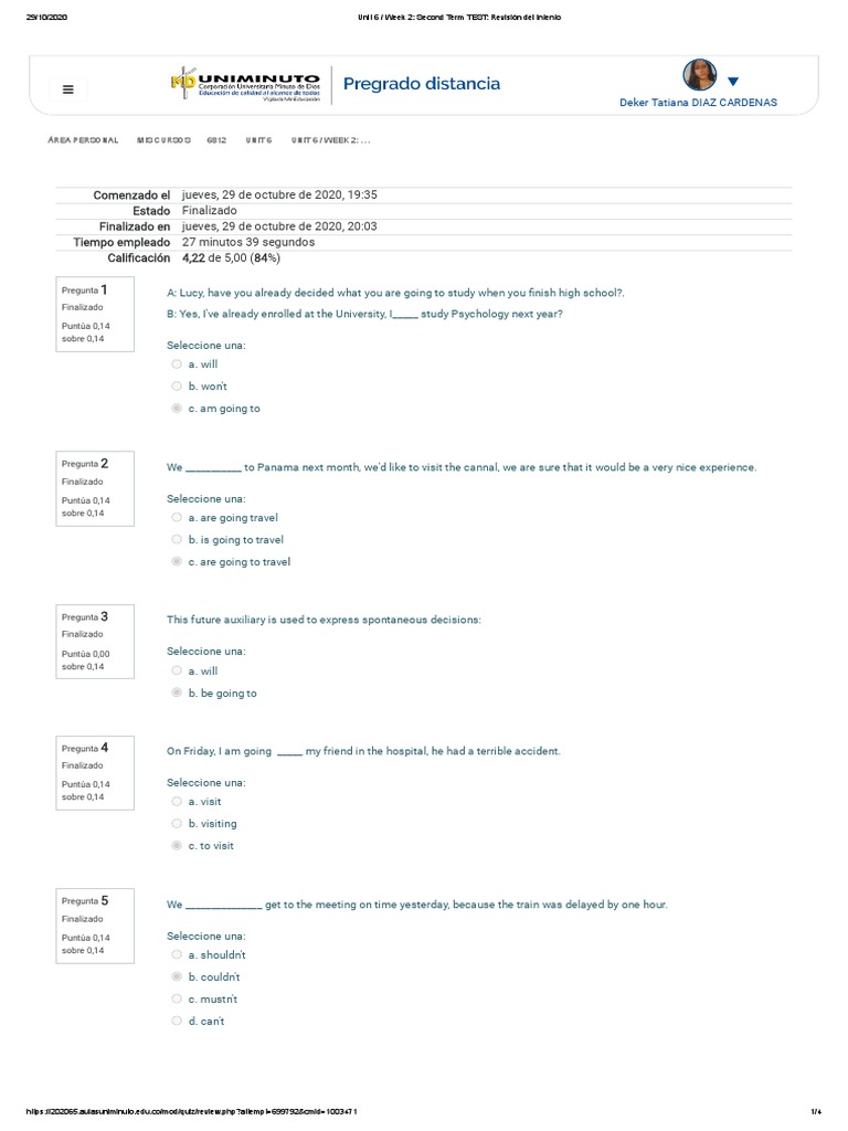 Unit 6 - Week 2 - Second Term TEST - Revisión Del Intento PDF | PDF