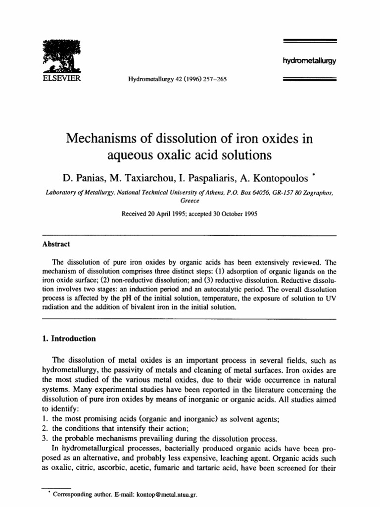 Mechanisms of Dissolution of Iron Oxides in | PDF | Solubility | Iron
