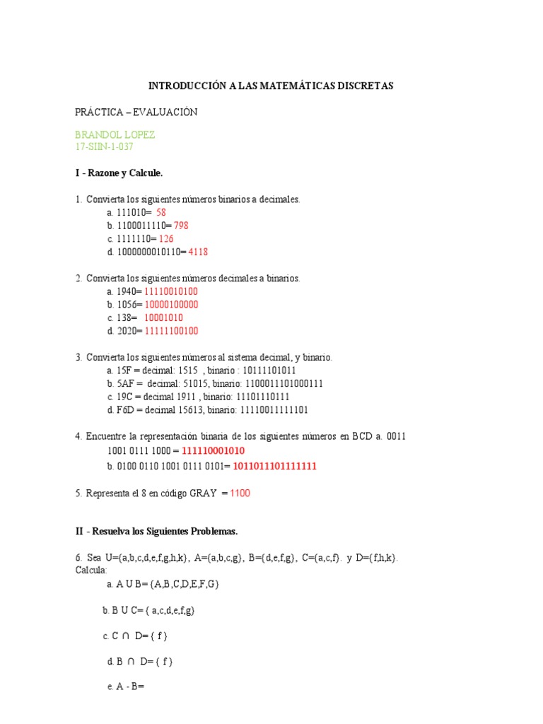 Practica de Matematica Discreta | PDF