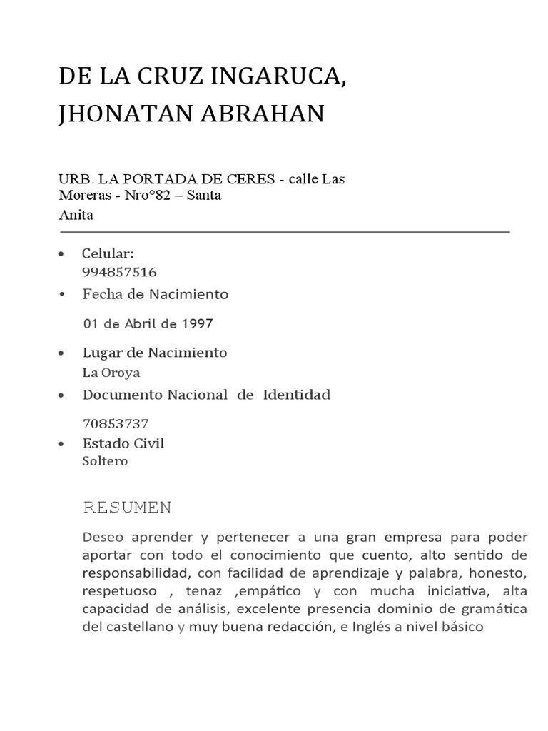 CV de La Cruz | PDF