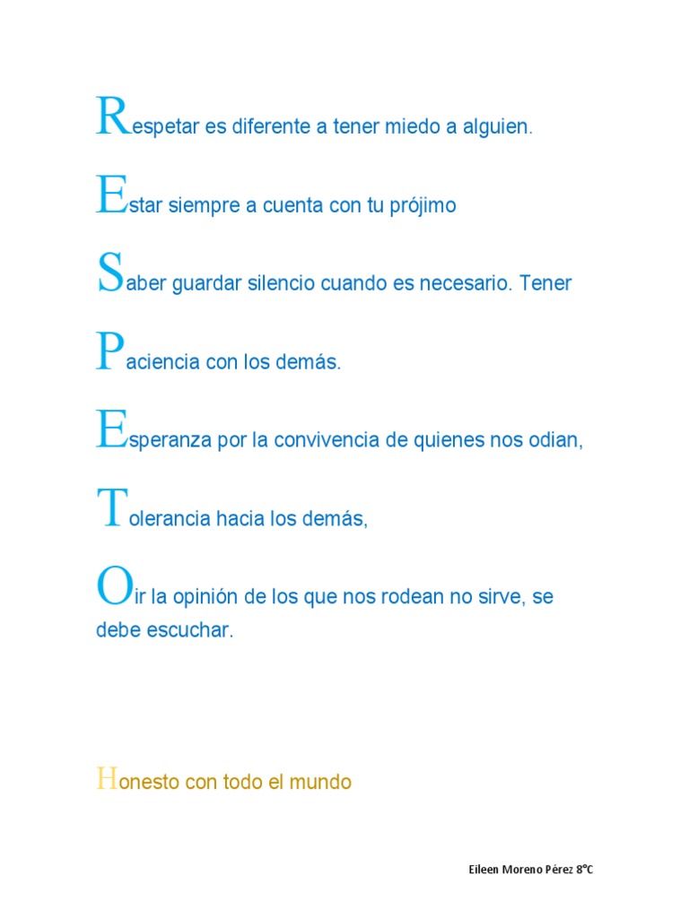 Acrostico Sobre Los Valores | PDF