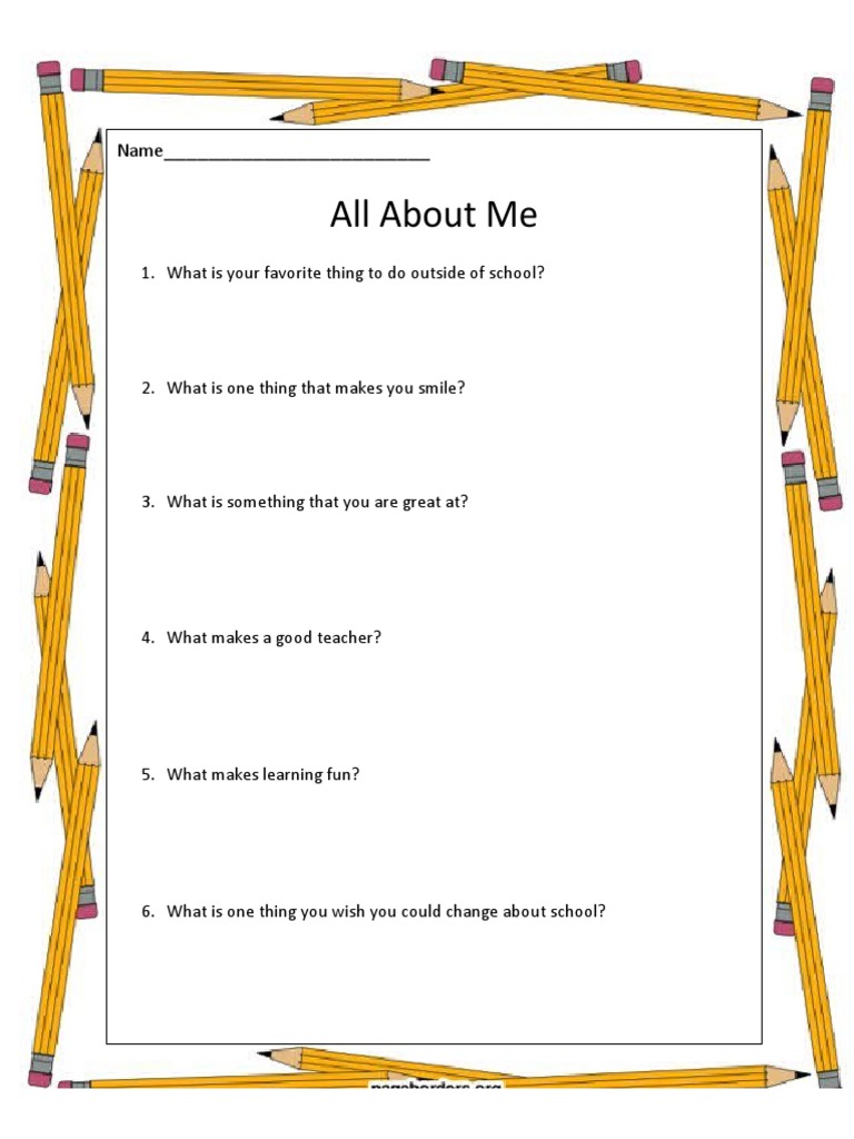 All About Me - Interest Inventory | PDF