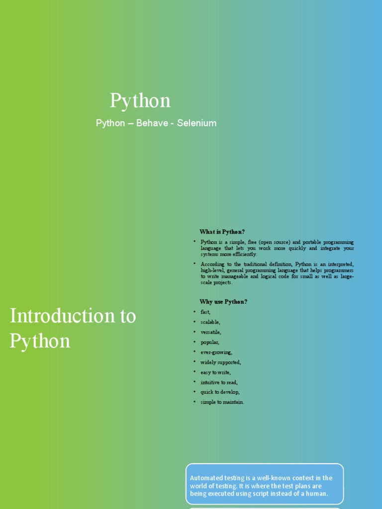 Python Automation Testing Presentation | PDF | Information Technology ...