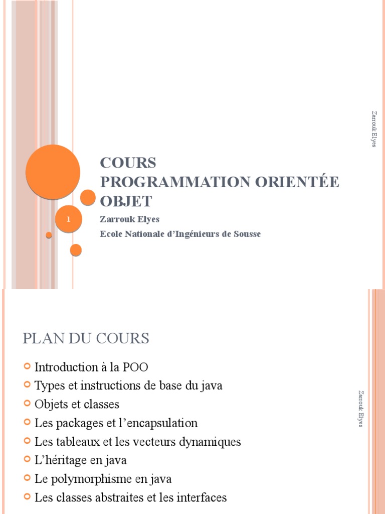 Introduction à la Programmation Orientée Objet | PDF | Classe ...