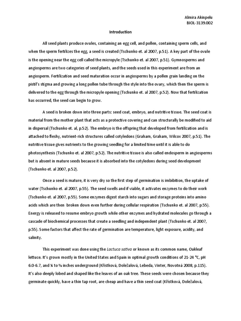 Seed Germination Final Lab Report | PDF | Seed | Fertilisation