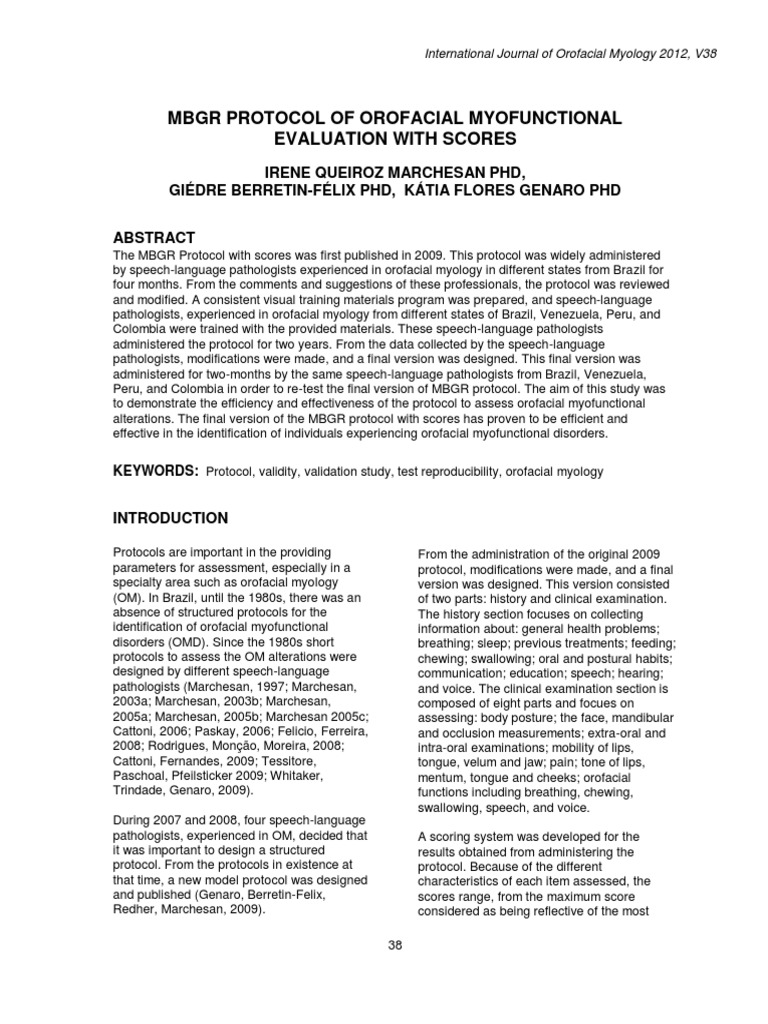 Protocolo MBGR 2012 Com Figuras | PDF | Mouth | Medical Specialties